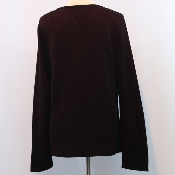 Anne Klein | Sweaters | Anne Klein Colorblock Black Burgundy Lurex ...